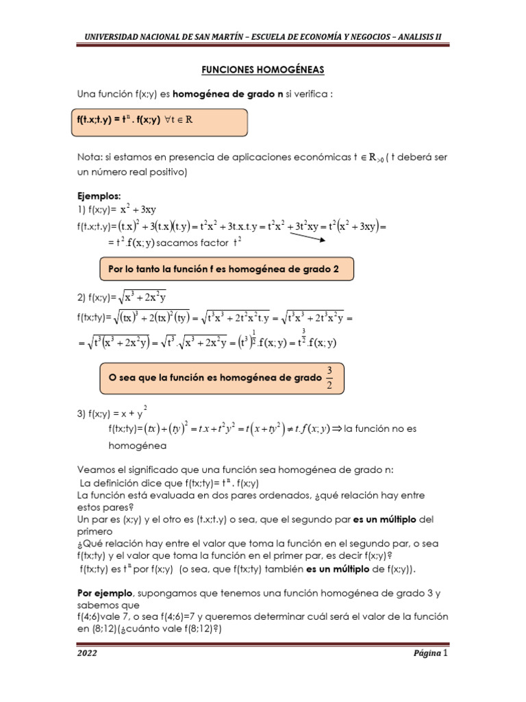 8 - Funciones Homogeneas | PDF | Función de producción | Matemáticas