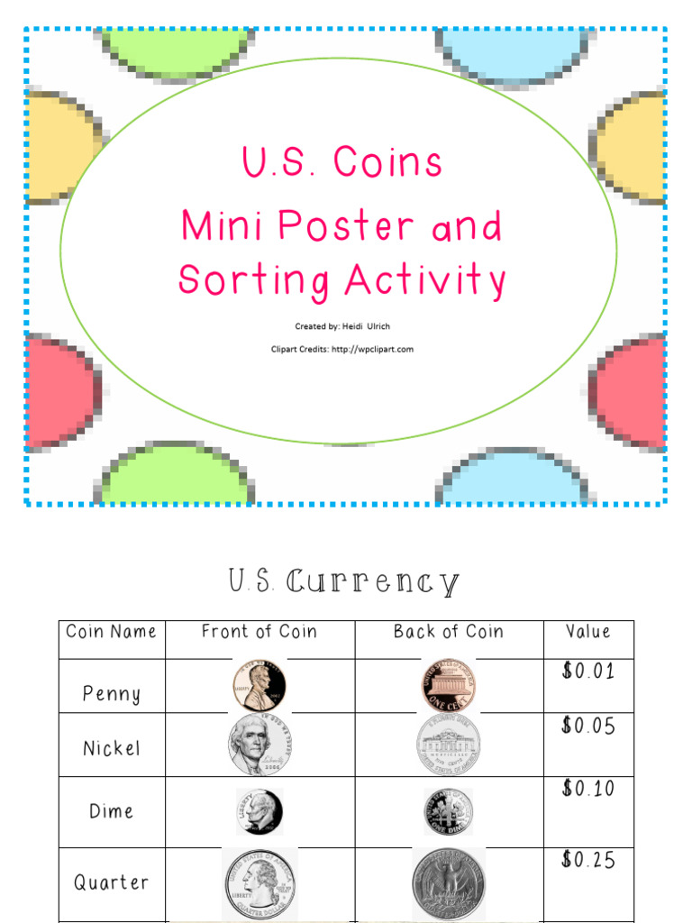 Us Coin Mini Poster and Sorting Activity | PDF