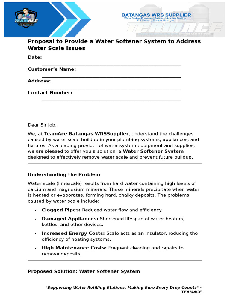 Quotation For Water Sftner To Remove Water Scale | PDF | Materials ...