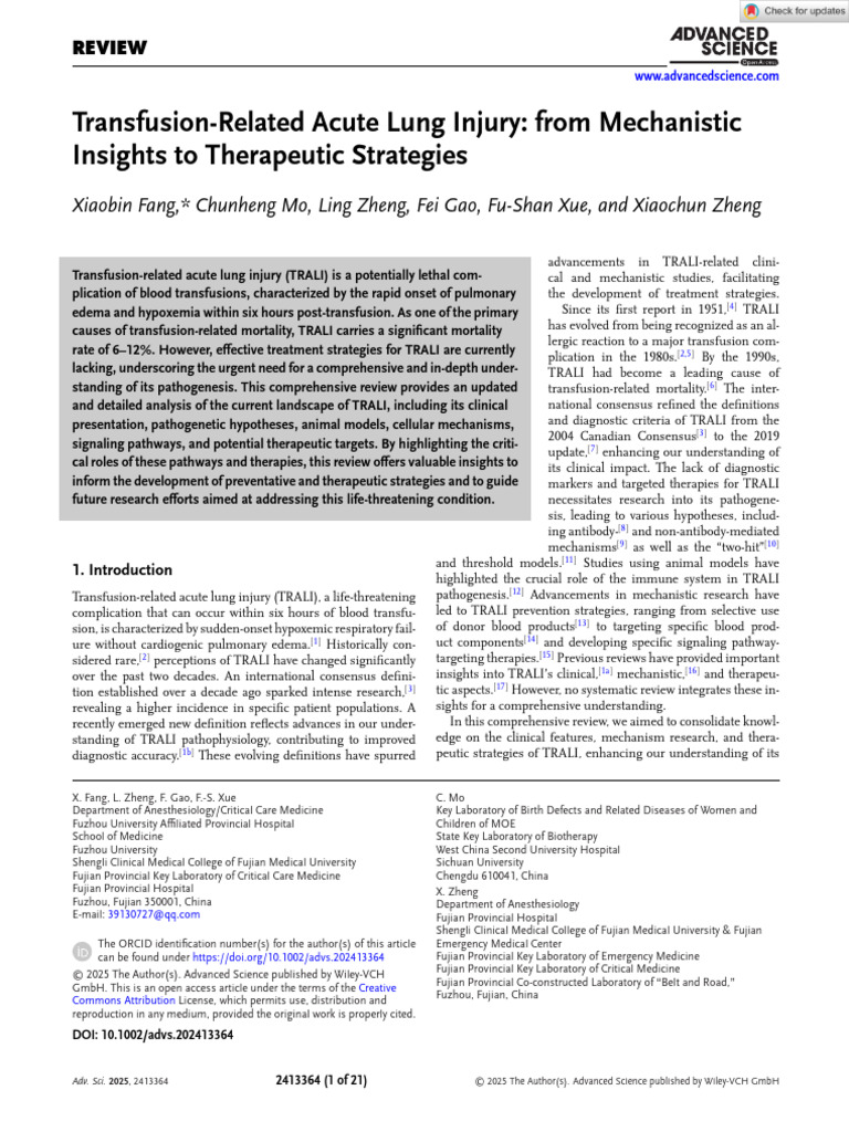 TRALI Mecanismo y Terapéutica | PDF | Platelet | Macrophage