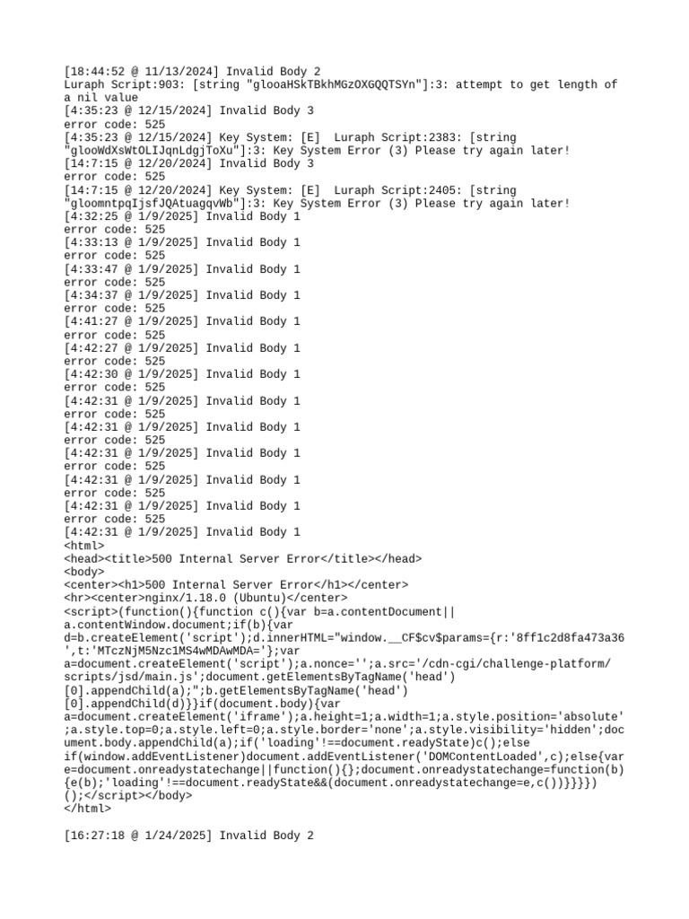 Luraph Script Error Log Analysis | PDF