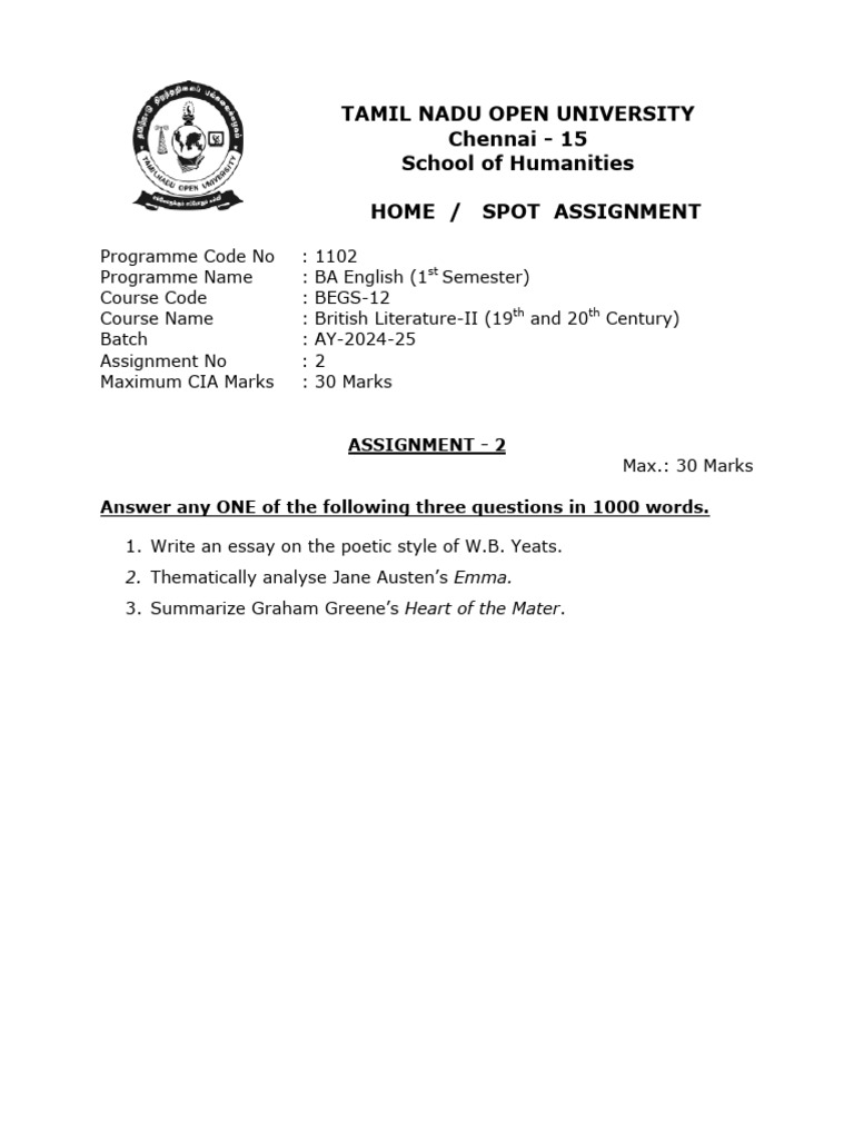 BA English Assignment on Literature | PDF