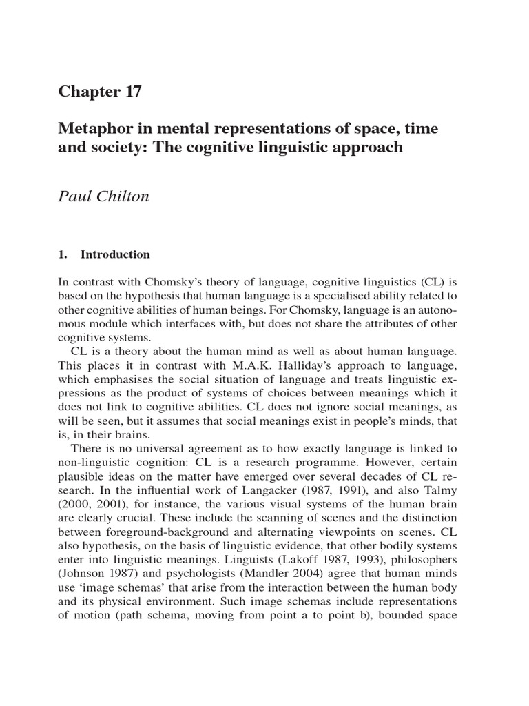 Metaphors in Mental Representations of Space Time and Society | PDF ...