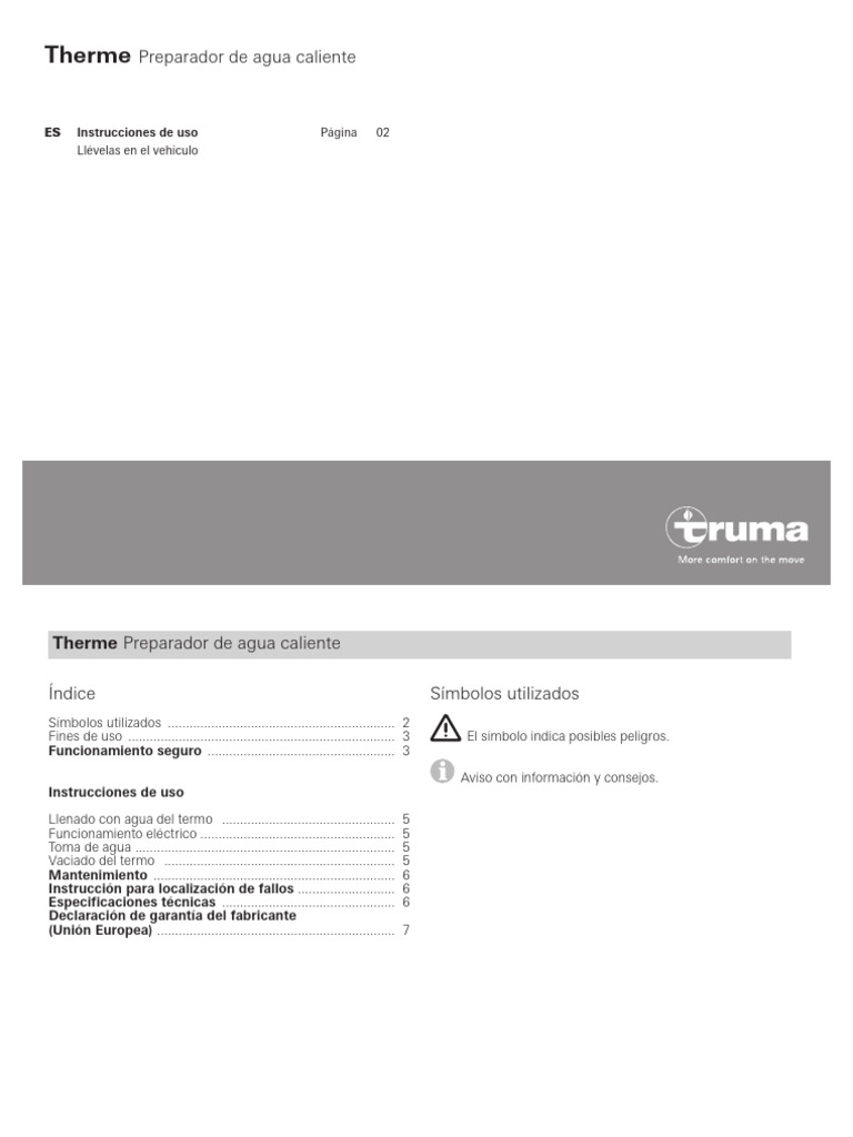 Truma Water Systems Operating Instructions Therme 0419 | PDF | Tap ...