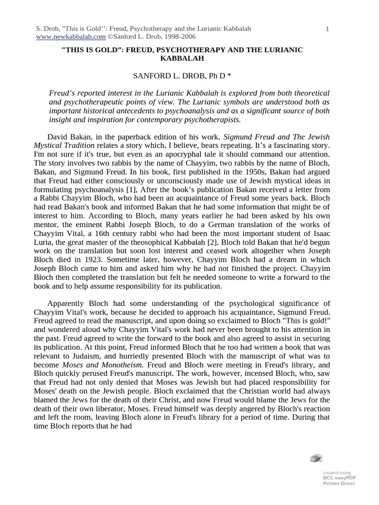 FREUD and Lurianic Kabbalah | PDF | Kabbalah | Psychoanalysis