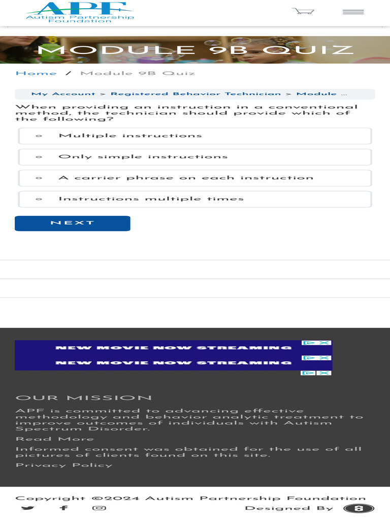 Module 9B Quiz - Autism Partnership Foundation | PDF