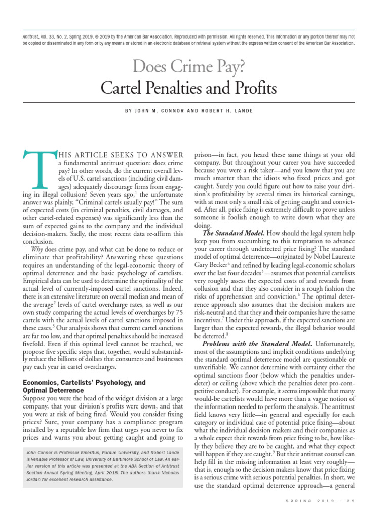Does Crime Pay Cartel Penalties and Profits | PDF | Cartel ...