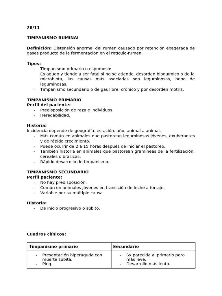 Timpanismo Ruminal: Tipos y Prevención | PDF | Pasto | Enfermedades y ...