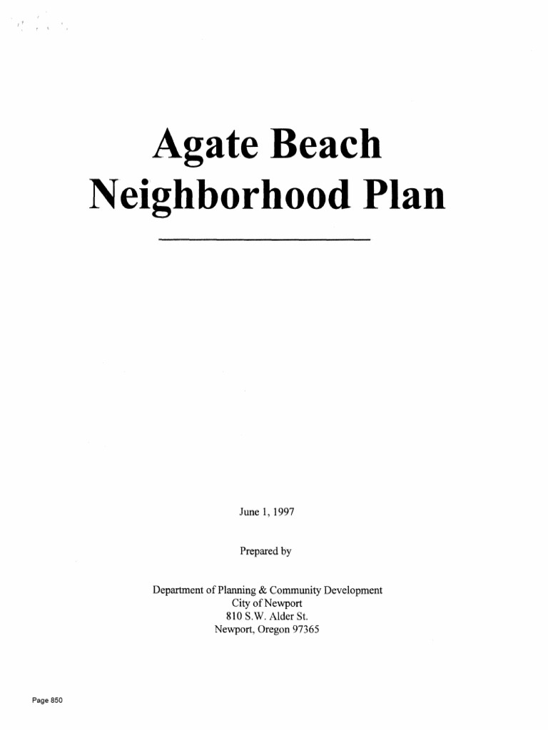 Agate Beach Neighborhood Development Plan | PDF | Coast | Beach