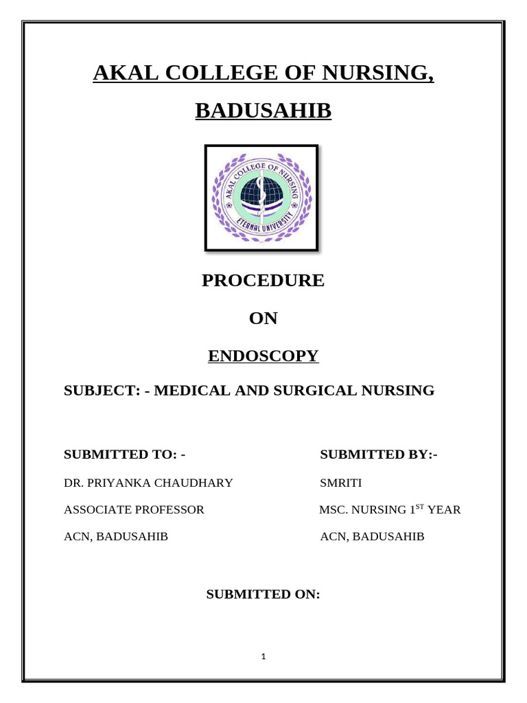 Smriti Procedure On Endos | PDF | Endoscopy | Cancer