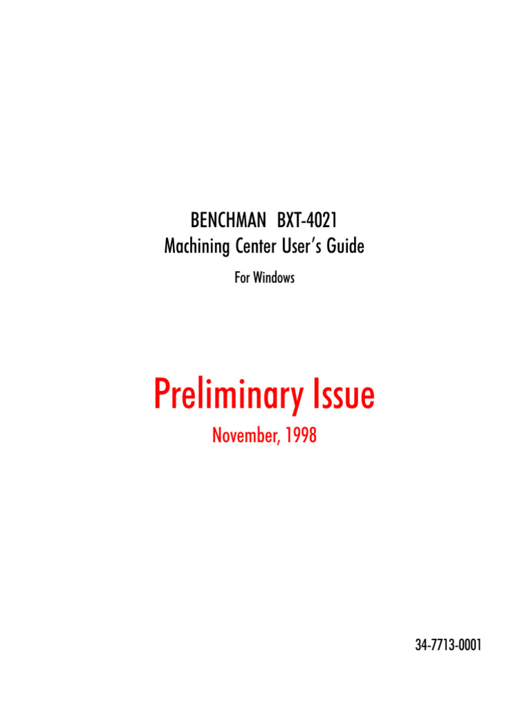 BenchmanXT Guide 34-7713-0001 | PDF | Machining | Manufactured Goods