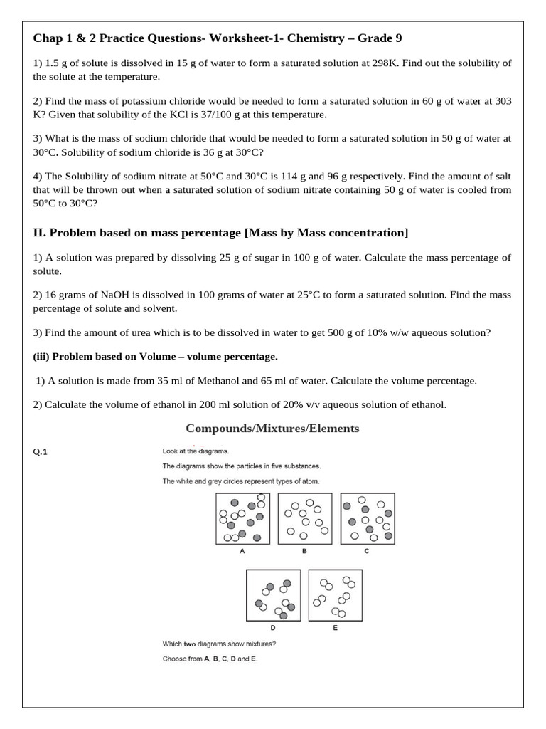 Grade 9 Chemistry Practice Questions | PDF