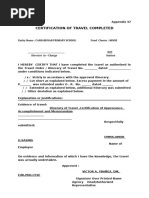 Travel Certification Completion Form | PDF