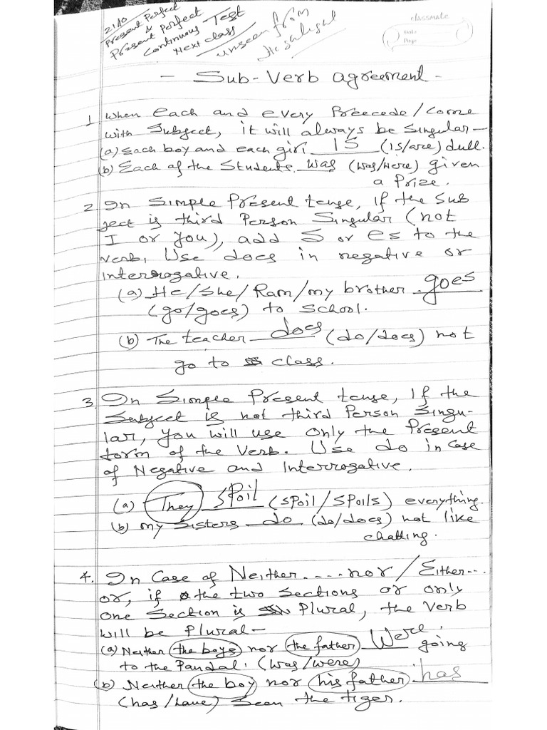 Sub Verb Agreement | PDF