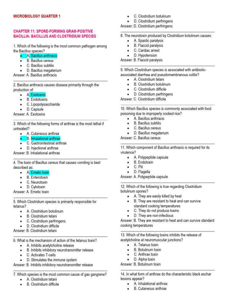 MICRO-QS-Q1 | PDF | Streptococcus | Staphylococcus Aureus
