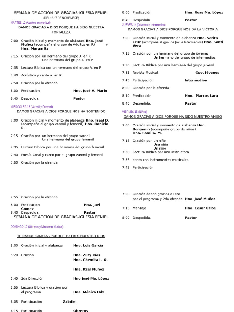 Semana de Acción de Gracias 2023 | PDF