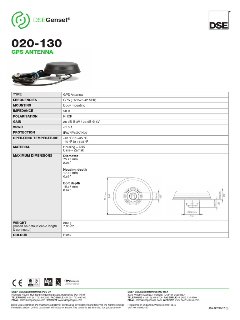 GPS-Antenna-Data-Sheet | PDF | Antenna (Radio) | Electromagnetic Spectrum