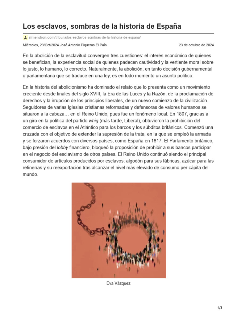 La esclavitud en la historia de España | PDF | Esclavitud | Abolicionismo