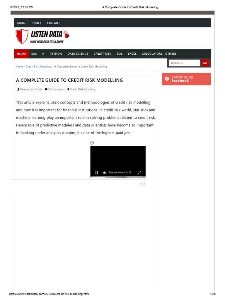 A Complete Guide To Credit Risk Modelling | PDF | Credit | Finance ...