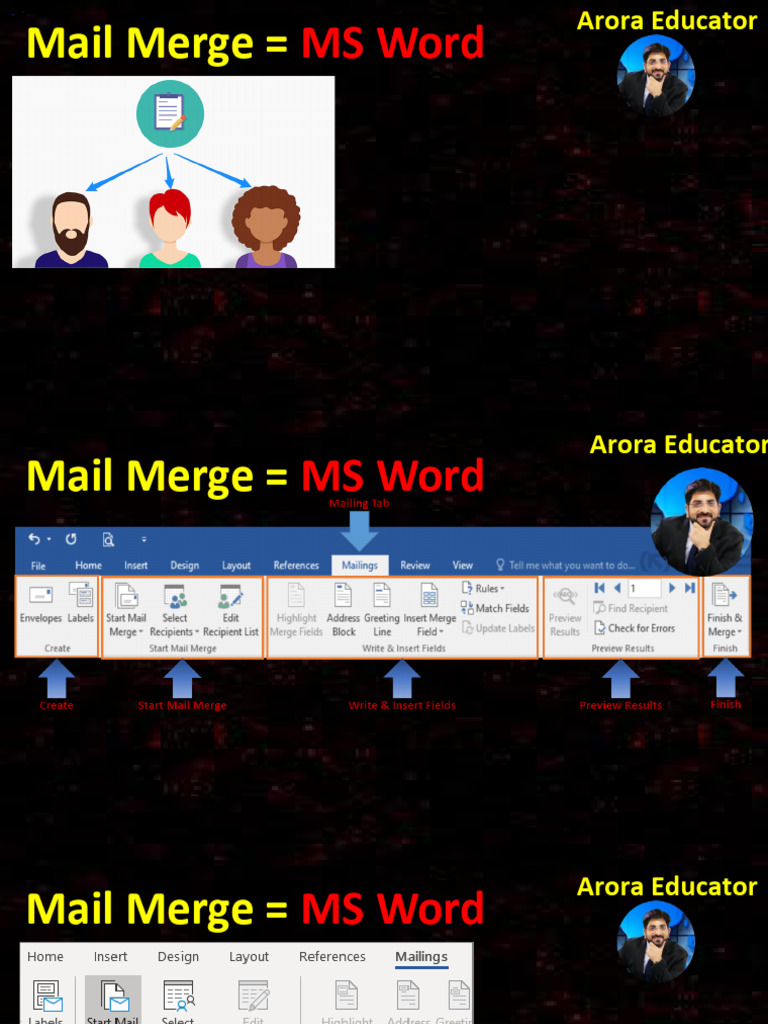 10.mail Merge Concept & MCQ's | PDF | Microsoft Word | Mail
