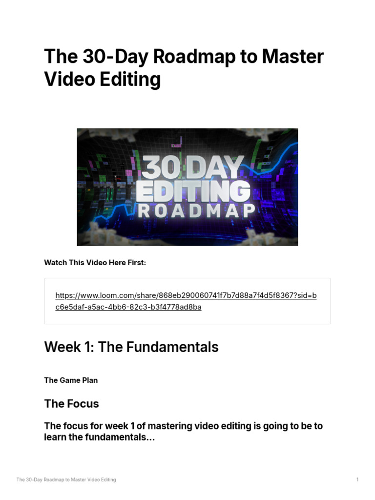 The 30-Day Roadmap To Master Video Editing | PDF | Editing