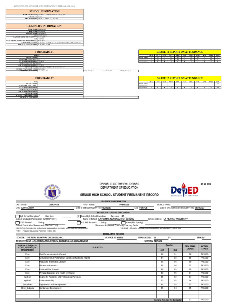 ABRAHAM SF9 AND SF10 (1) | PDF | Middle Schools