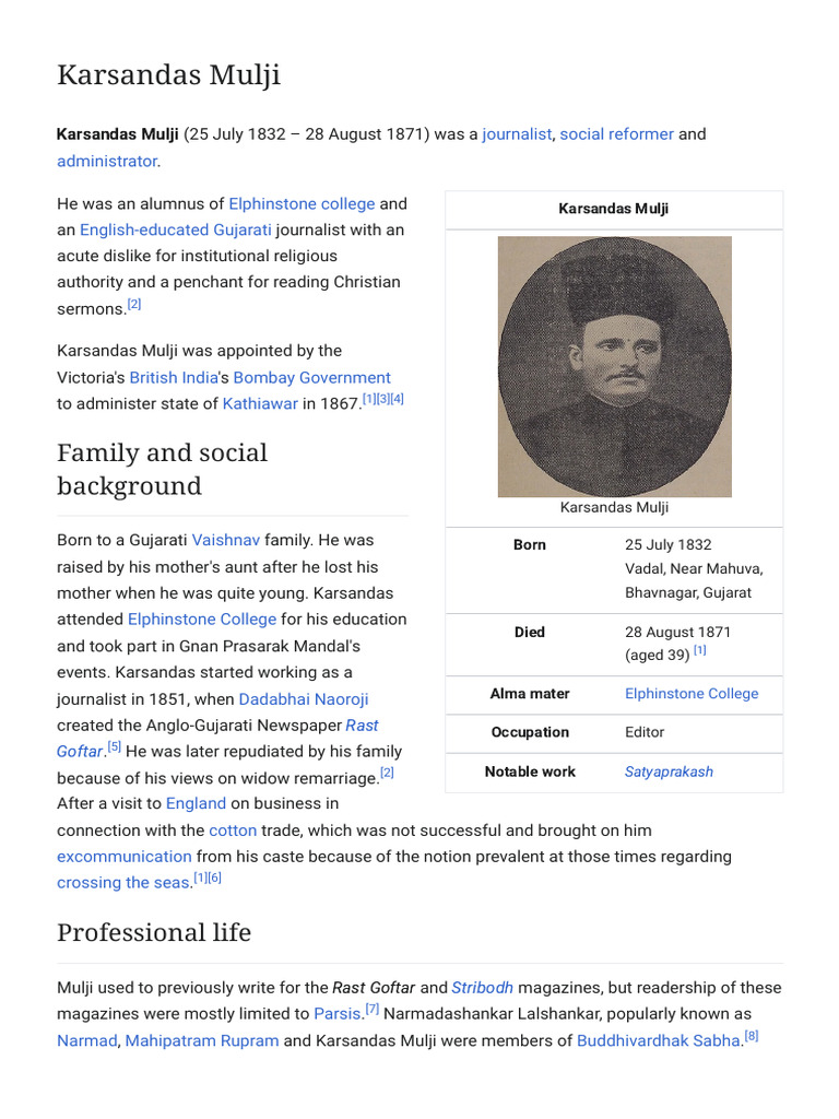 Karsandas Mulji - Wikipedia | PDF