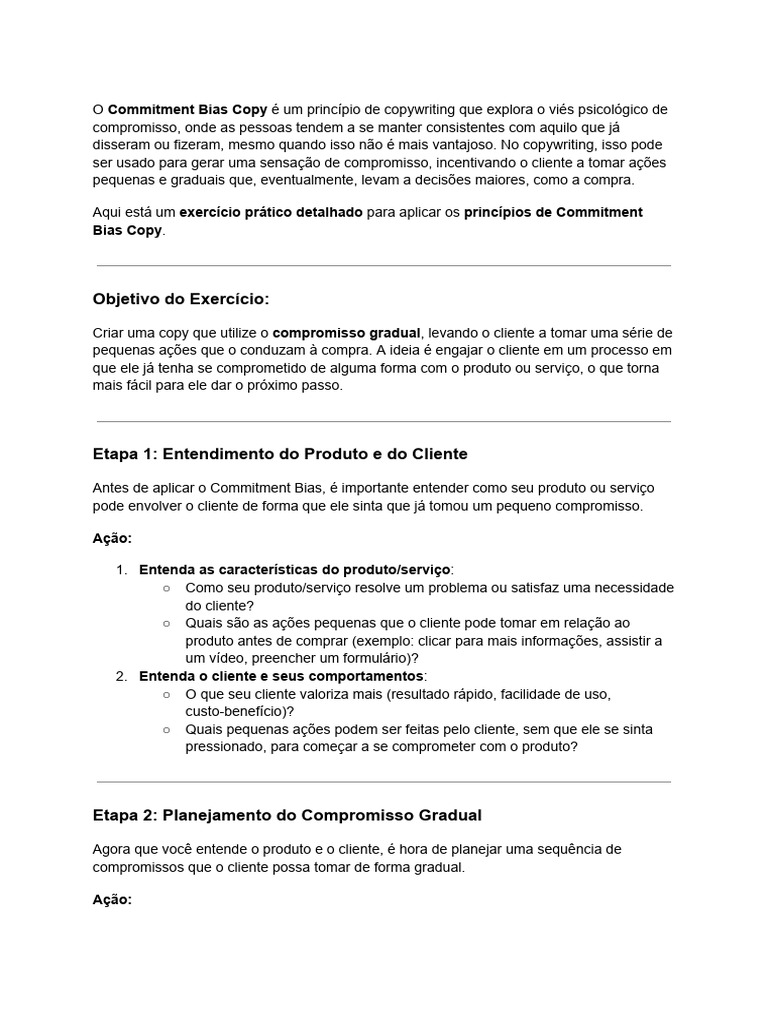 O Commitment Bias Copy é um - Documentos Google | PDF