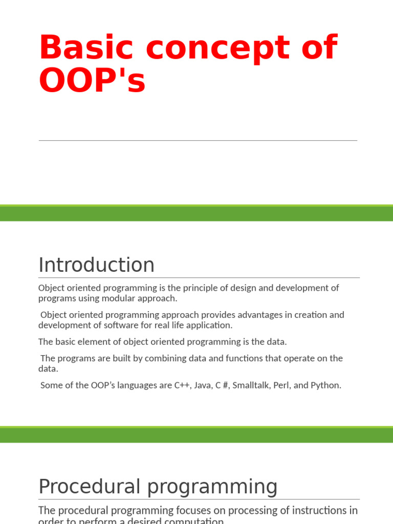 Basic Concept of OOP's | PDF | Object Oriented Programming | Class (Computer Programming)