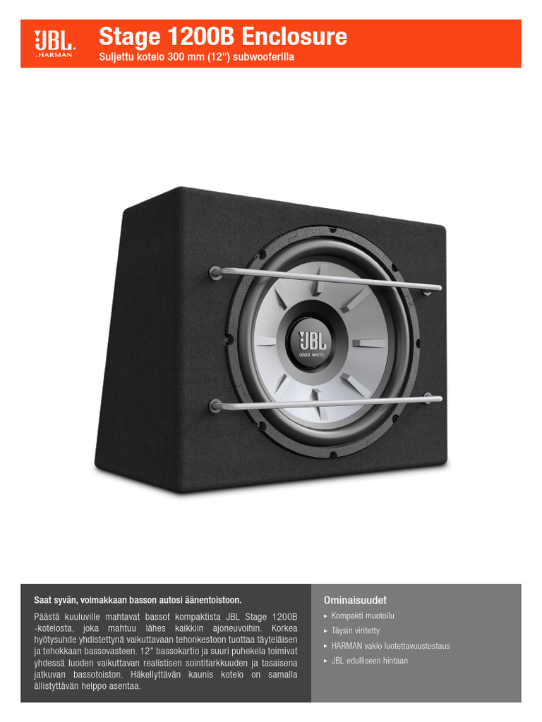 JBL Stage 1200B Spec Sheet Finnish | PDF