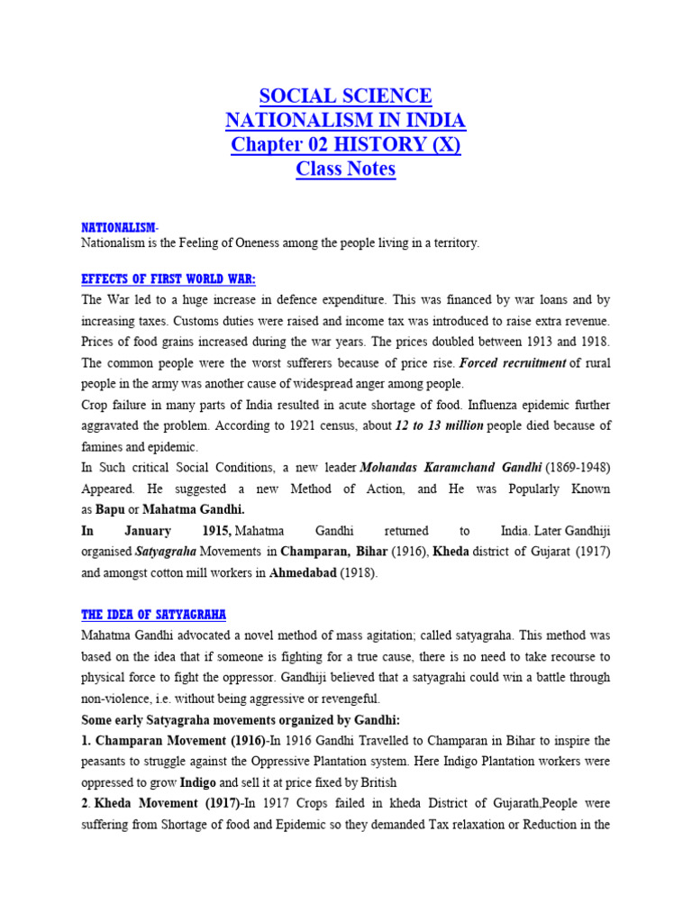 Nationalism in India-Class Notes | PDF | Mahatma Gandhi | Dalit