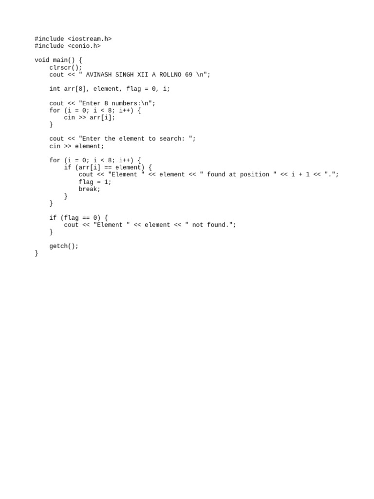 C++ Array Search Program Example | PDF