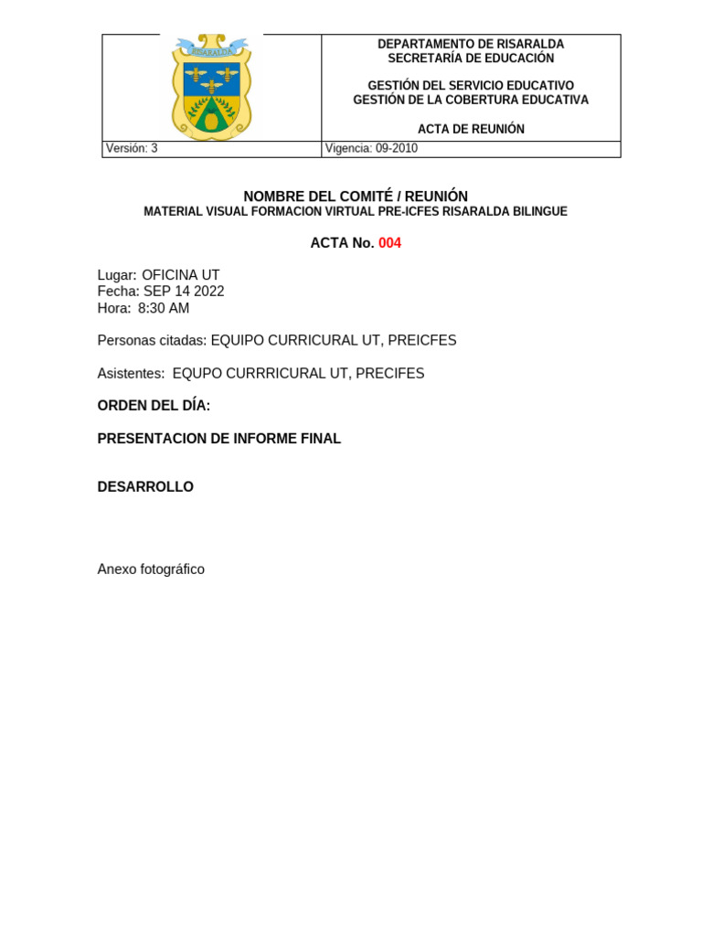 Acta 14 de Sep | PDF