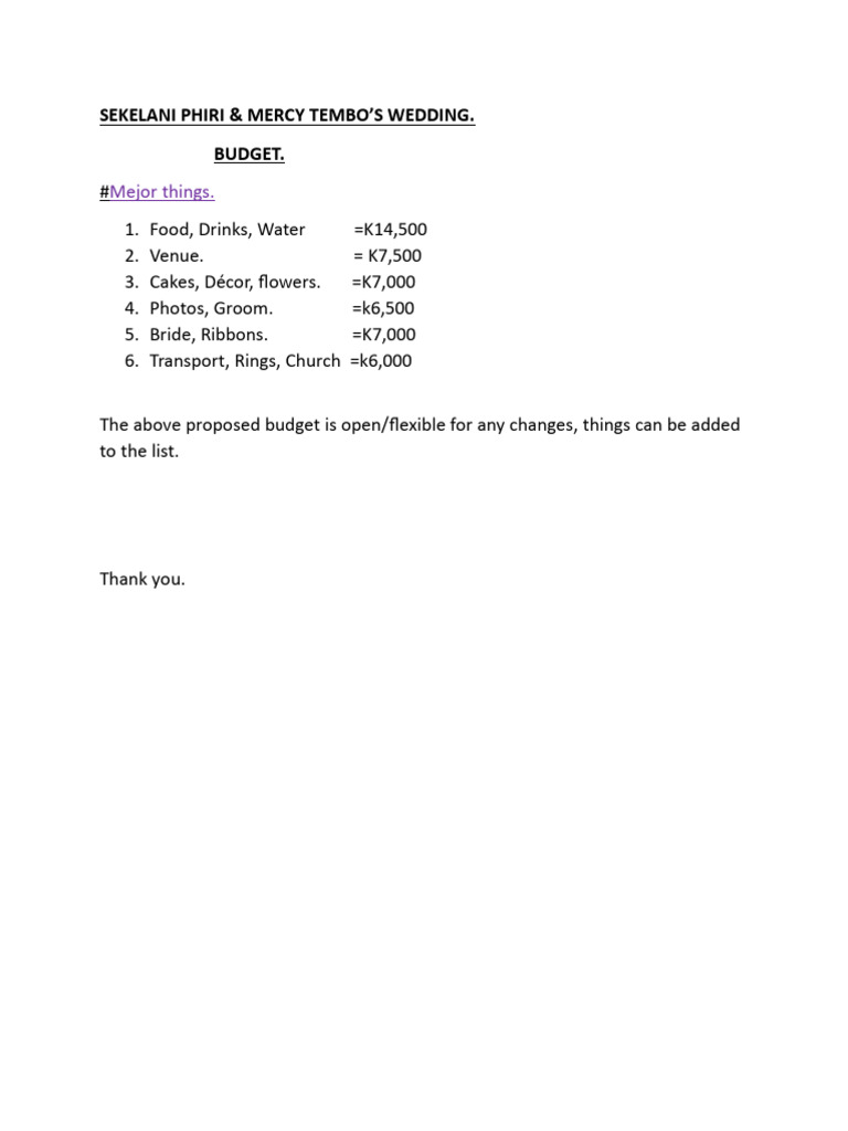 Proposed Budget 1 | PDF