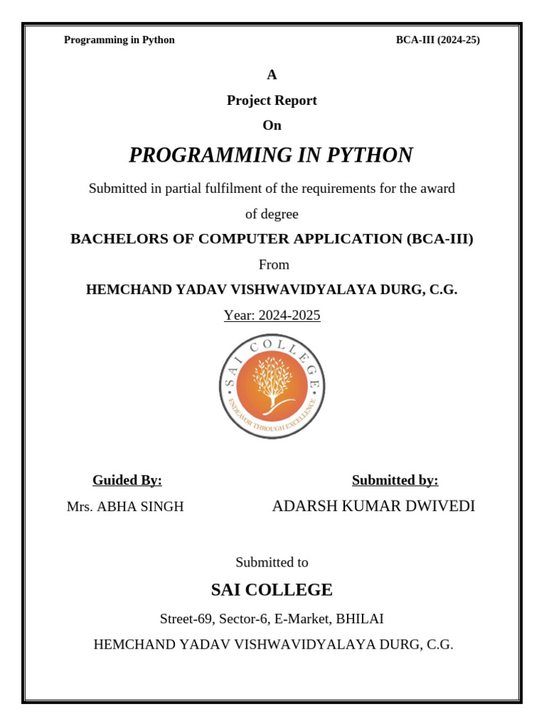 Python - Practical (1) Adarsh | PDF | Python (Programming Language) | Function (Mathematics)
