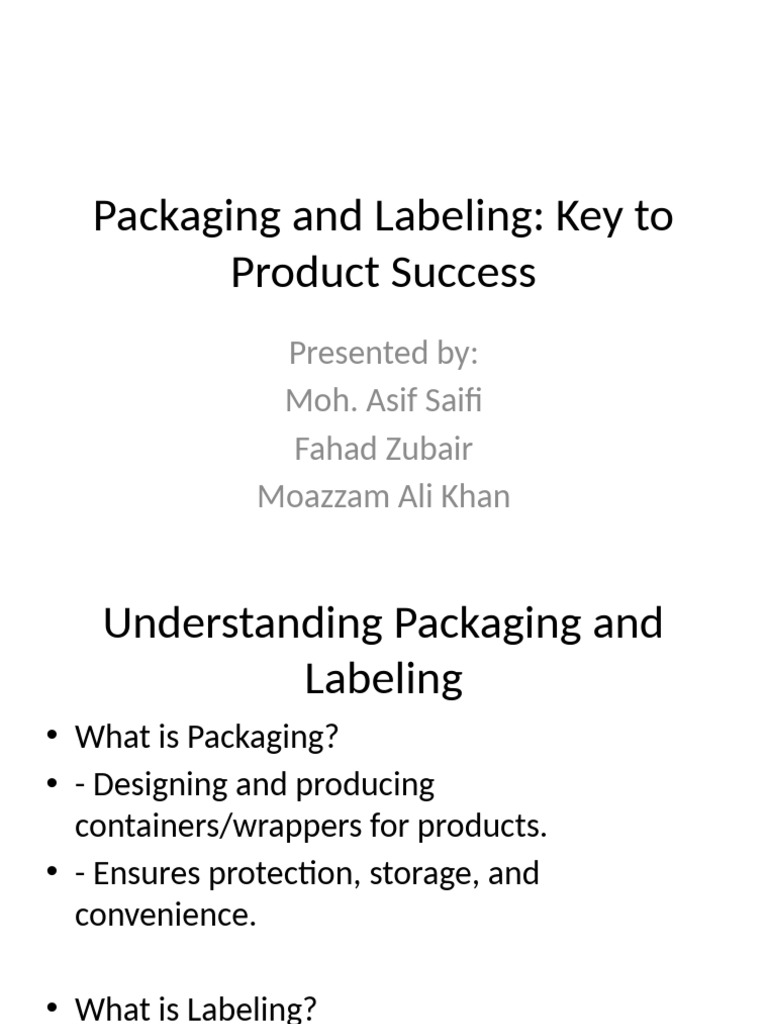 Packaging & Labeling Essentials | PDF