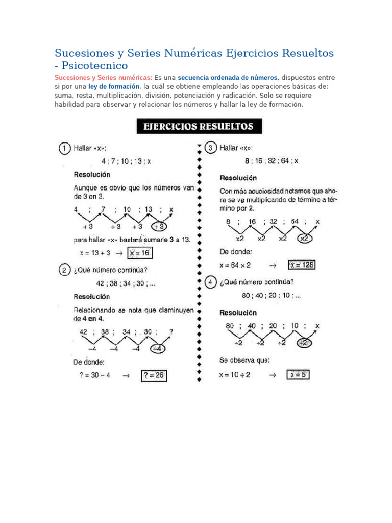 Ejercicios Resueltos de Sucesiones Numéricas | PDF
