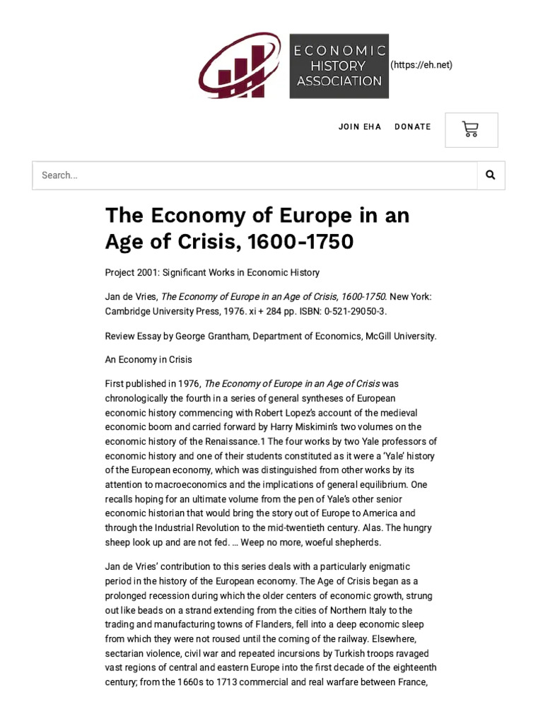 The Economy of Europe in an Age of Crisis, 1600-1750 – EH.net | PDF ...