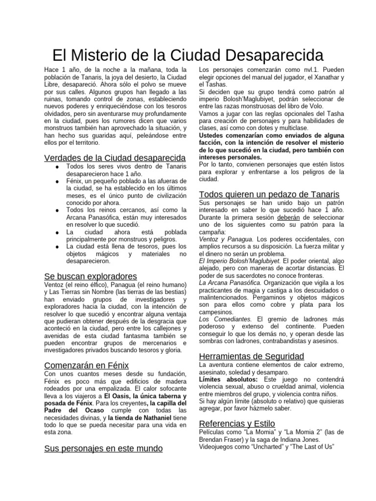 Aventura en la Ciudad Desaparecida | PDF