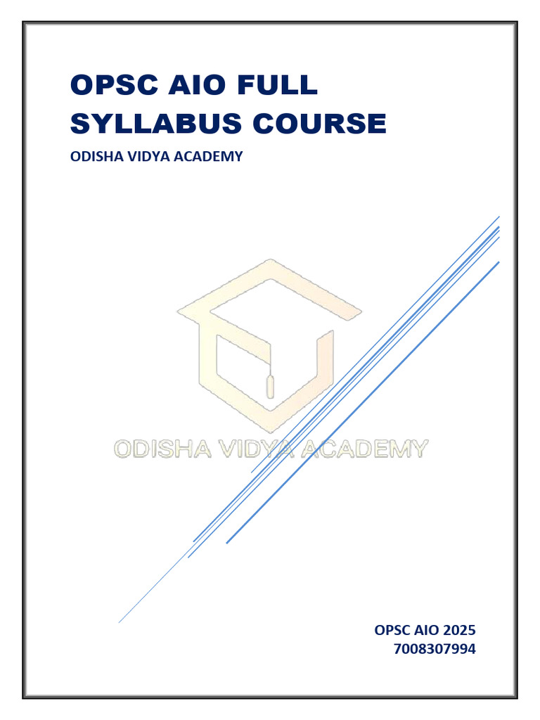 OPSC AIO 2025 Full Syllabus Course | PDF