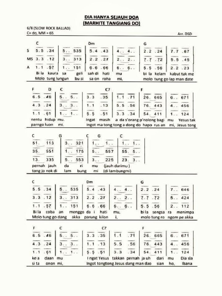 Partitur Koor - Dia Hanya Sejauh Doa | PDF