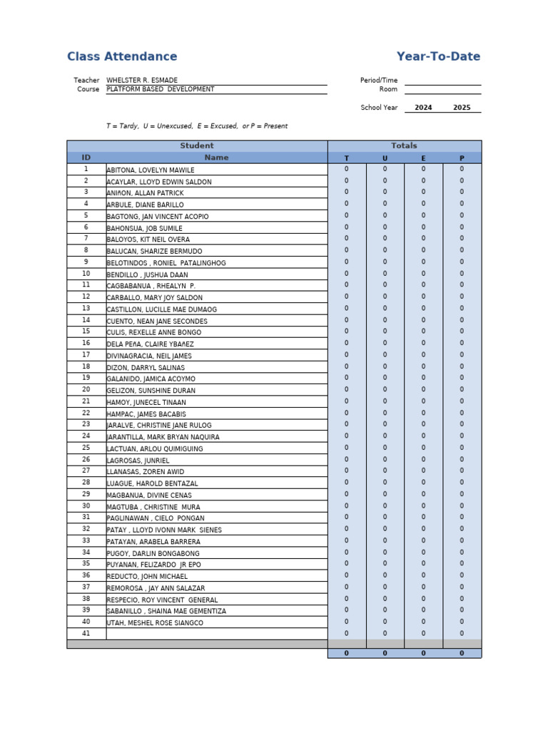 Class Attendance Records 2024-2025 | PDF