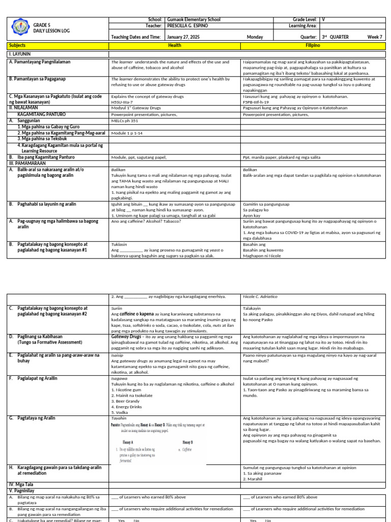 Q3 DLL Week7 D1 Jan 2025 | PDF