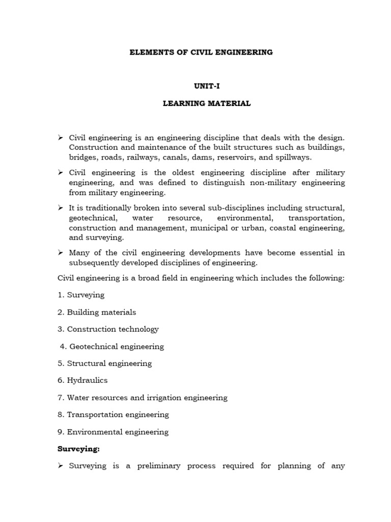 Elements of Civil Engineering | PDF | Lime (Material) | Surveying