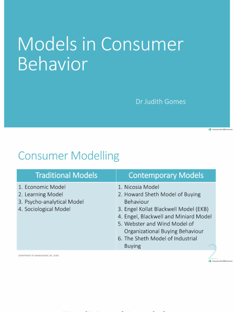 Consumer Behavior Models Overview | PDF | Id | Demand