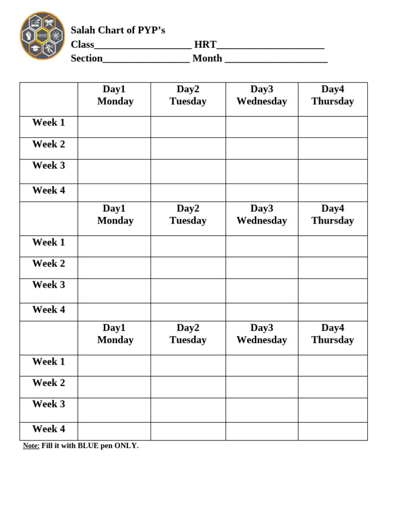 Salah Chart of Pyp Updated | PDF