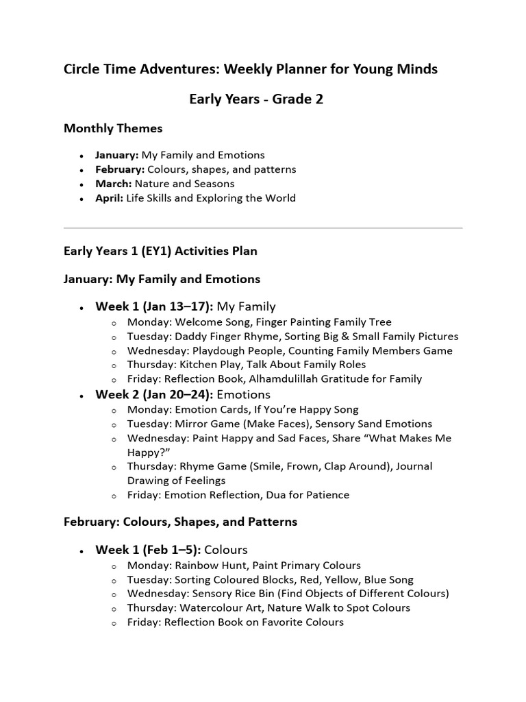 Circle Time Adventure Early Years Till Grade 2 | PDF