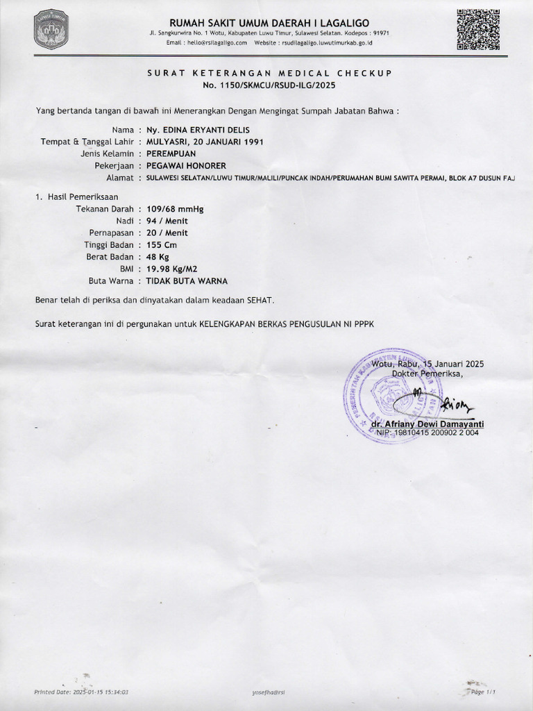 Surat Ket Mcu Edina Ed050 | PDF