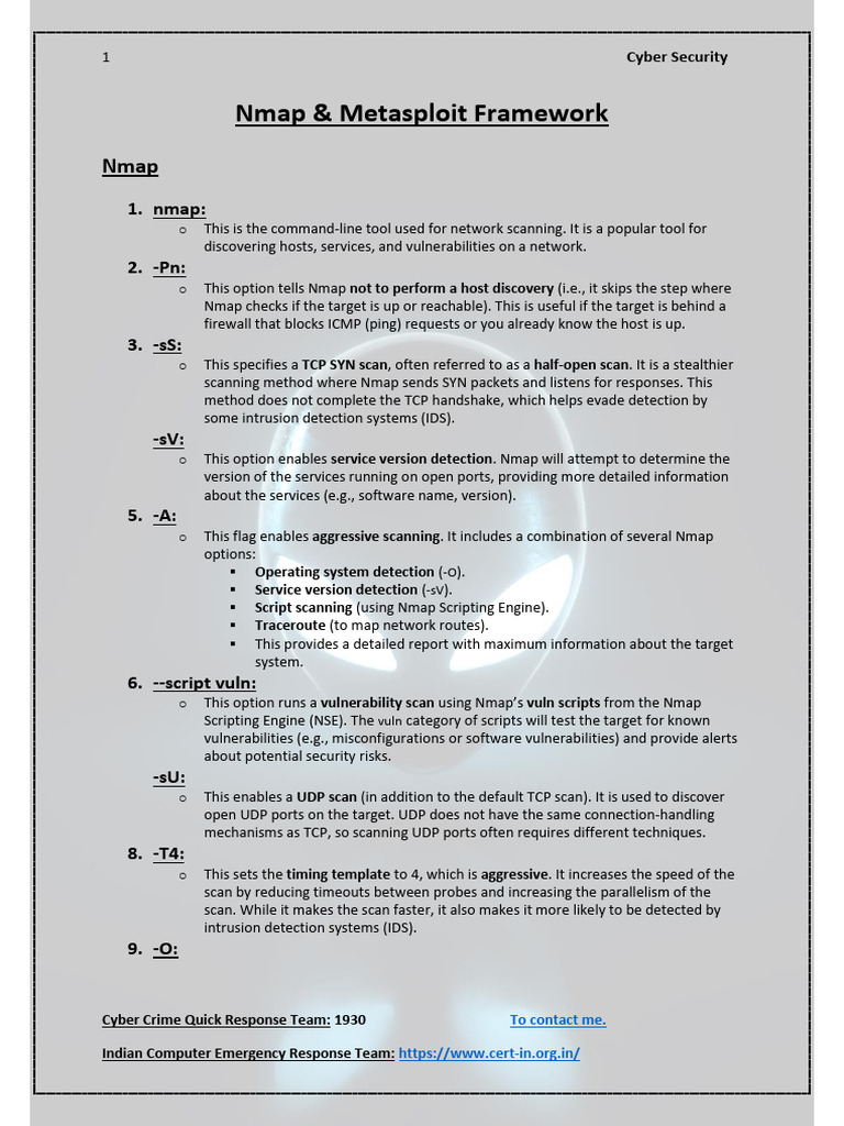 3rd Cls Nmap & Metasploit Framework | PDF | Security | Computer Security