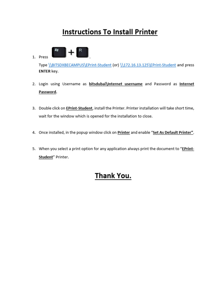 Printer Installation Instructions | PDF